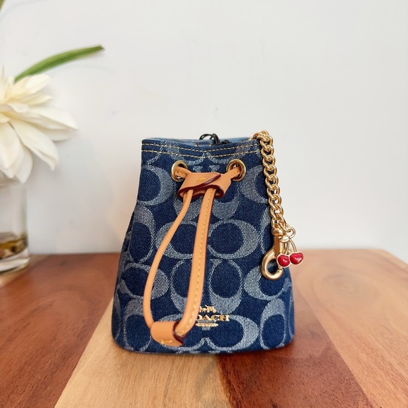 Coach | Bags | Nwt Coach Drawstring Wristlet In Signature Denim | Poshmark